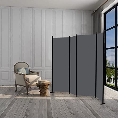 GOJOOASIS 4 Panel Room Divider Folding Privacy Screen Home Office Dorm Decor (Grey)
