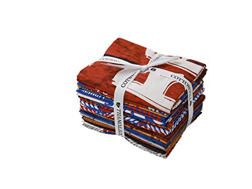 COTTONVILL EMANON Home of The Brave 20COUNT Cotton Print Fabric (Quarter 16pcs+1full Panel, Home of The Brave)