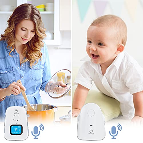 Audio Baby Monitor Crown [Updated Version] TimeFlys,Temperature Monitoring,Vibration,Lullabies,Rechargeable Battery,Two Way Talk,USB Connection,Zero Emission at Night Mode,Long Range up to 1000 ft