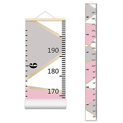 ASENART Height Growth Chart Ruler Abstract Pink Color Block Measure Wall Chart Art Waterproof Hanging Rulers for Kids Bedroom Nursery Wall Decor Removable