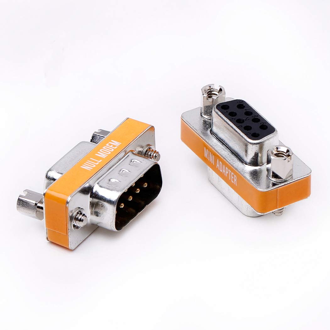 Arnorin DB9 null modem adapter male to female slimline data transfer serial port adapter 5 Pack