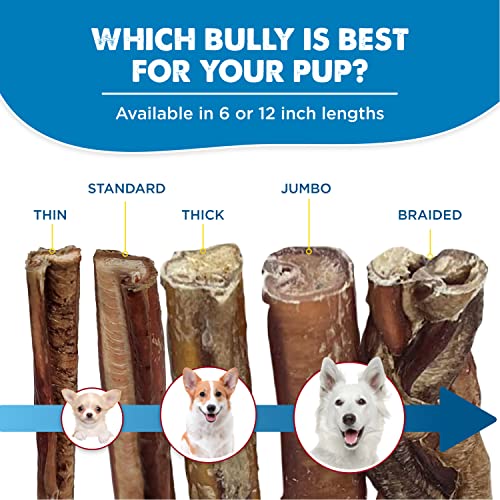 Best Bully Sticks 6 Inch All-Natural Bully Sticks for Dogs - 6” Fully Digestible, 100% Grass-Fed Beef, Grain and Rawhide Free | 15 Pack