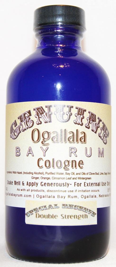 4 oz Genuine Ogallala Bay Rum Cologne – SPECIAL RESERVE Double Strength Cologne comes in a cobalt blue bottle.