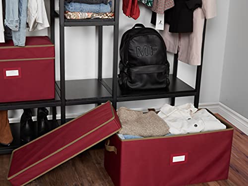 Covermates Keepsakes - Storage Box - Heavy Duty Polyester - Reinforced Handles - ID Window - Indoor Storage - Closet Storage-Red