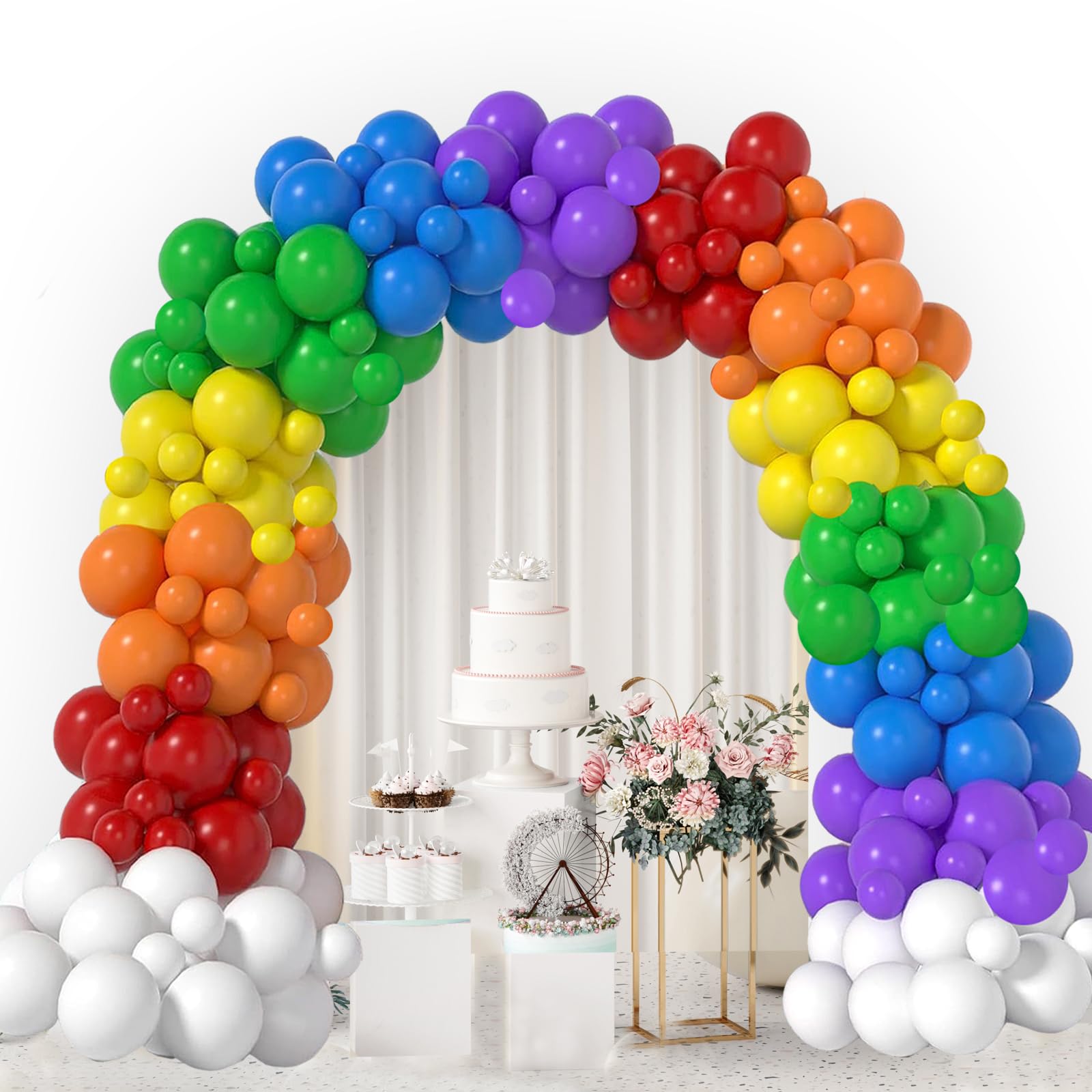 164pcs Rainbow Balloons for Balloon arch,Rainbow Balloons Different Sizes with 7 Assorted Colorful Balloons Pack for Birthday Party Baby Shower Anniversary Festival Arch Garland Decoration