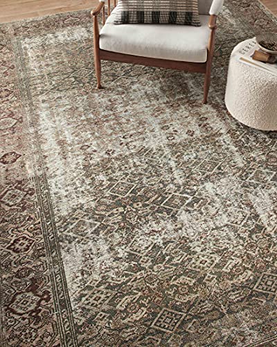 Amber Lewis x Loloi Georgie Collection GER-07 Moss/Salmon 5'-0" x 7'-6" Area Rug