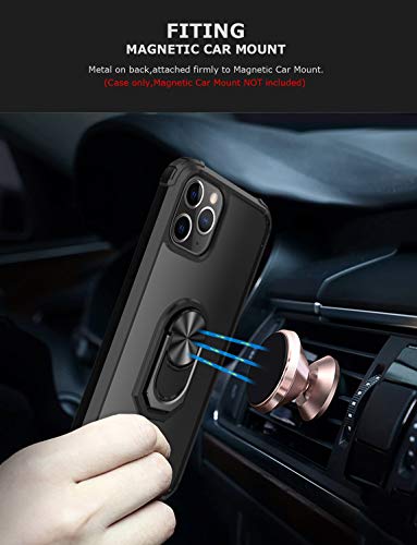 GREATRULY Kickstand Case for iPhone 11 Pro Max 6.5 Inch (2019),Drop Protection Clear Case,Slim Phone Cover Shell,Soft Bumper + Hard Back + Ring Stand Fits Magnetic Car Mount,Black