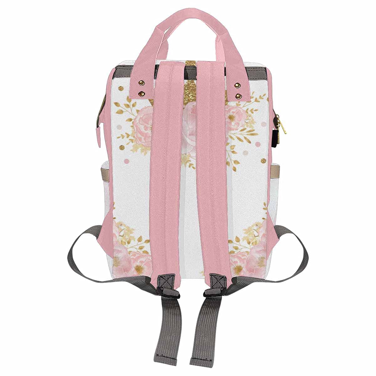 Newcos Personalized Glliter Crown with Beautiful Pink Roses Diaper Backpack with Custom Name Shoulder Mommy Baby Bag Multi 09, One Size