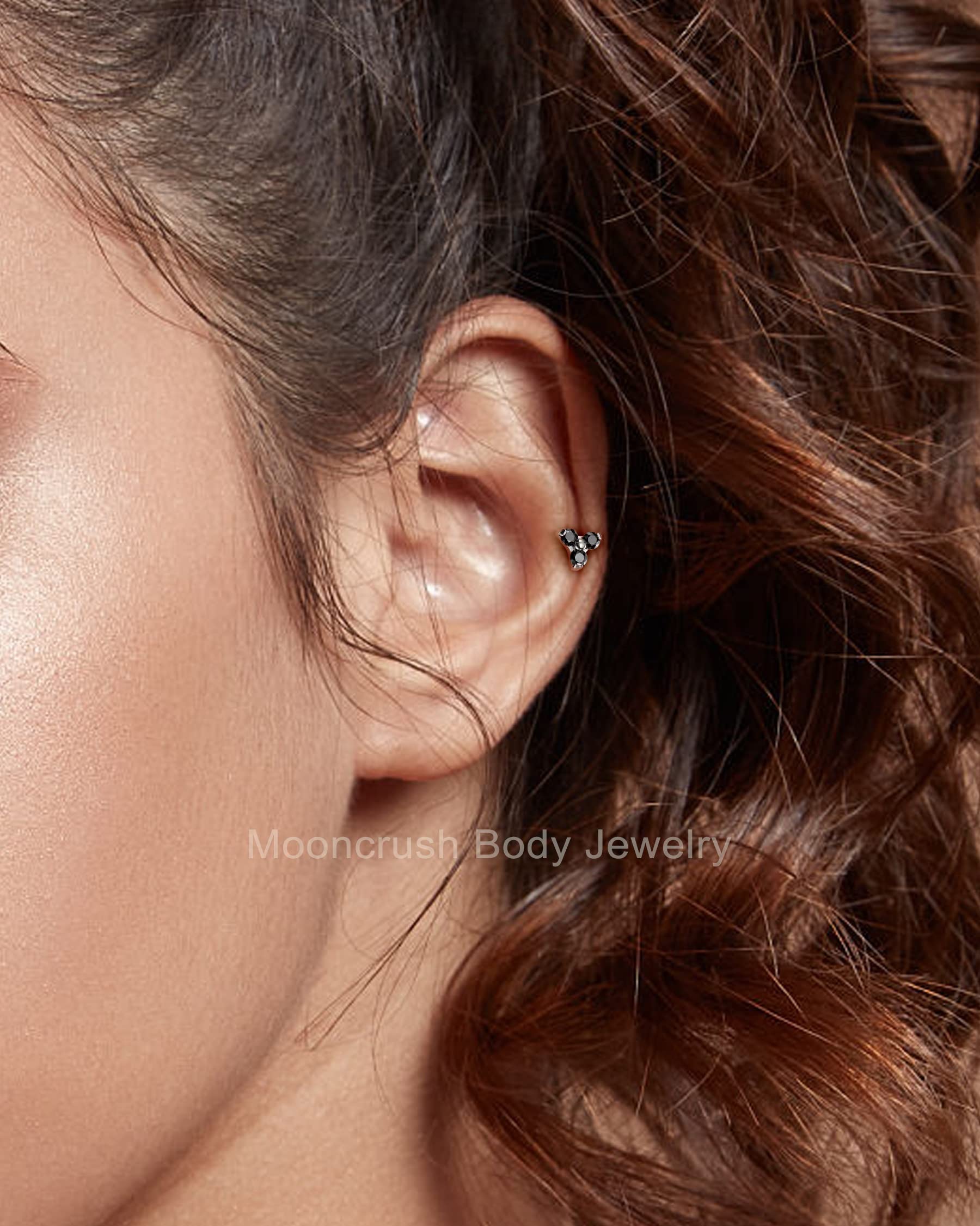 16G G23 Solid Titanium Cartilage Earring Stud Internally Threaded Labret Jewerly Stud Flat Black Medusa Piercing Jewerly Surgical Steel