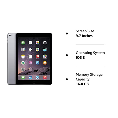 Apple MGL12LL/A iPad Air 2 Gray 9.7-Inch Retina Display, 16GB, Wi-Fi (Renewed)