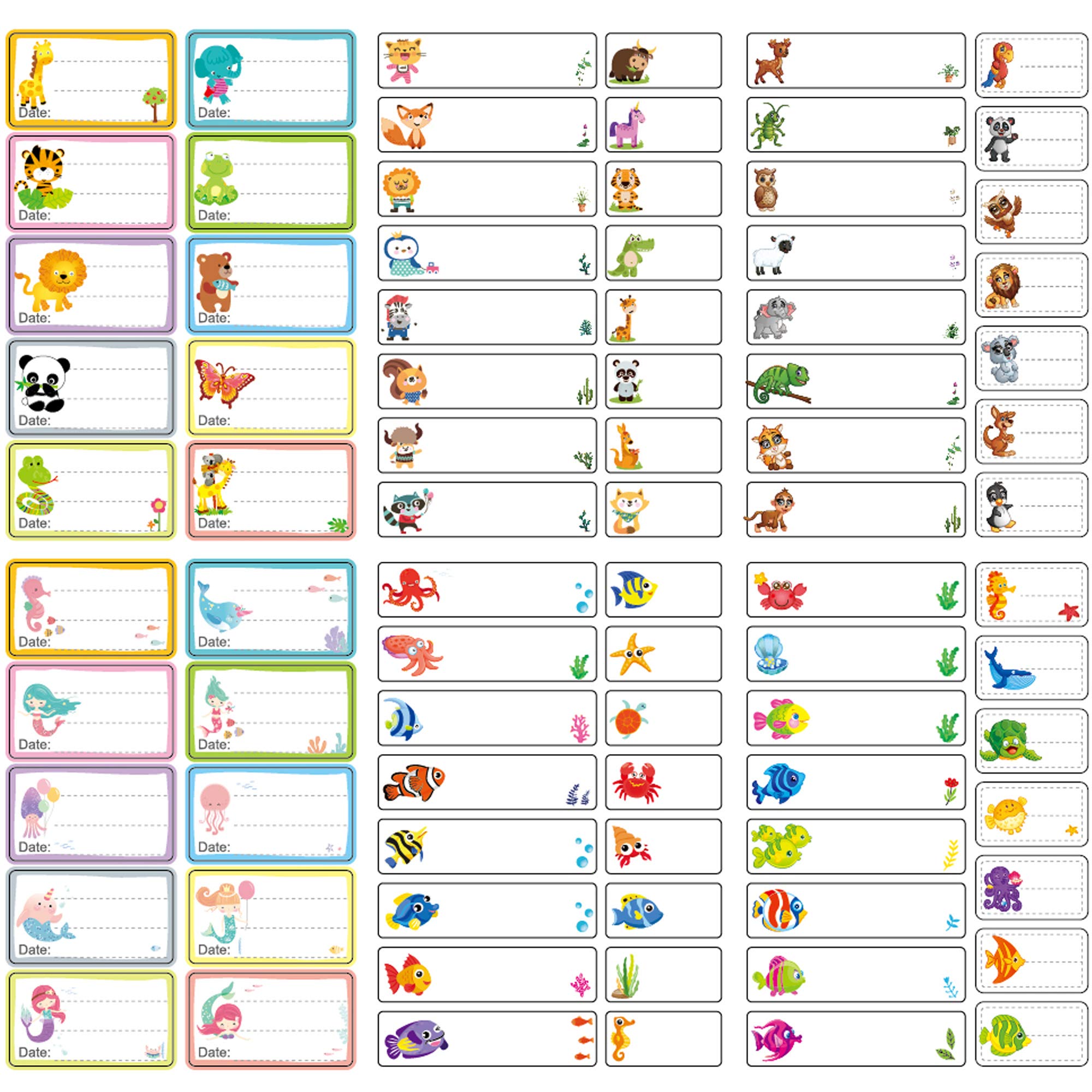Baby Bottle Lables,Daycare Waterproof Labels,Write-On Self-Laminating Assorted Sizes & Colors Dishwasher Safe (82pcs) BPA-Free