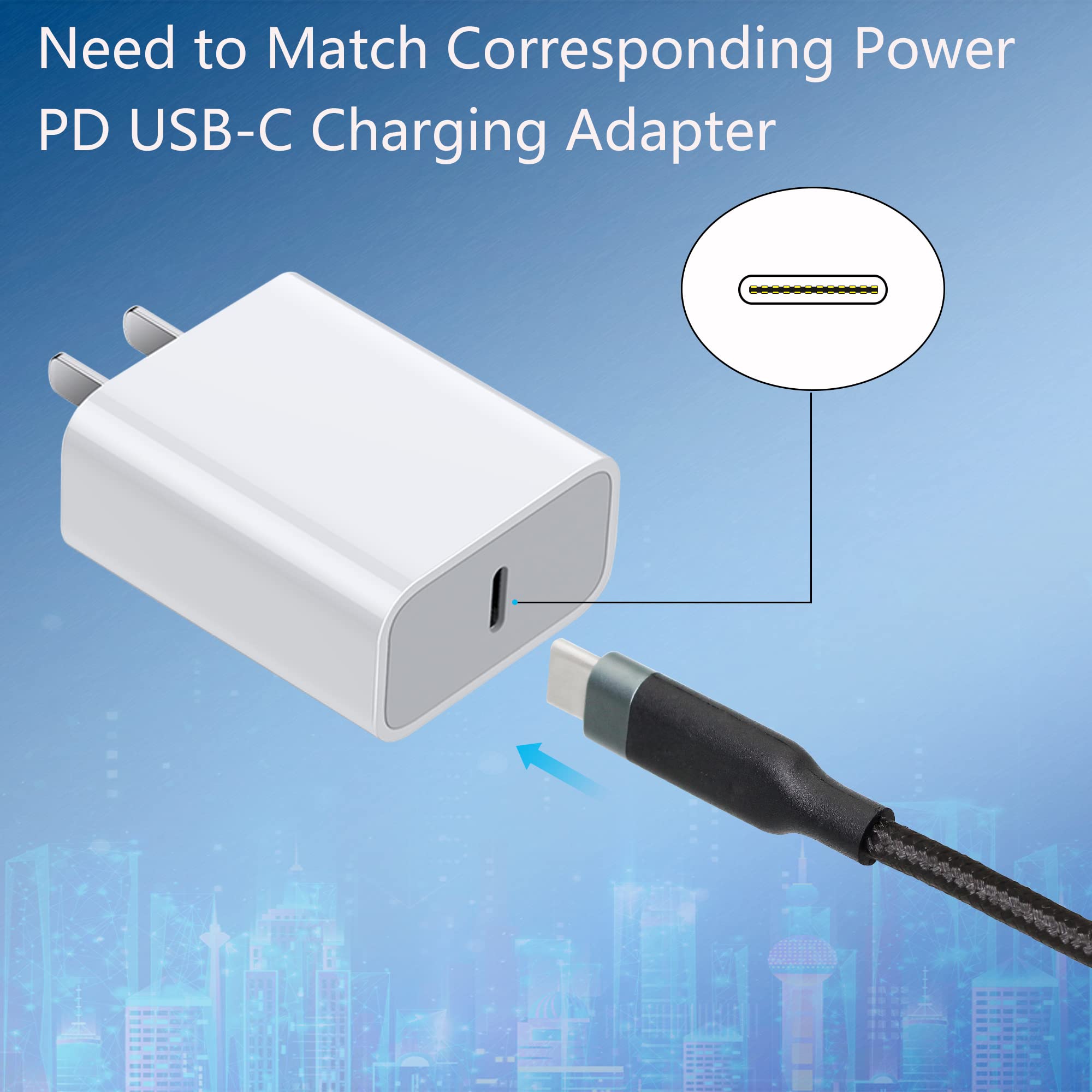 CERRXIAN 6.5ft 100W PD USB Type C Male Input to 90 Degree DC 4.0 x 1.7 mm Male Power Charging Cable (4017-100W)