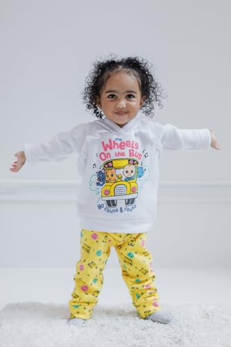 CoComelon JJ Infant Baby Girls Fleece Pullover Hoodie Pants Set White/Yellow 18 Months