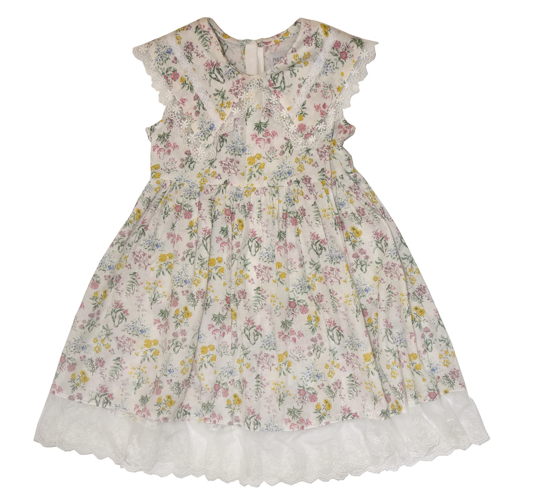 Girl Summer Vintage Floral Clothing Outfit Toddler Kid Ruffle Cute Party Dresses Floral Cotton Lace Trim A-Line Dress - Infant, Toddler & Girls
