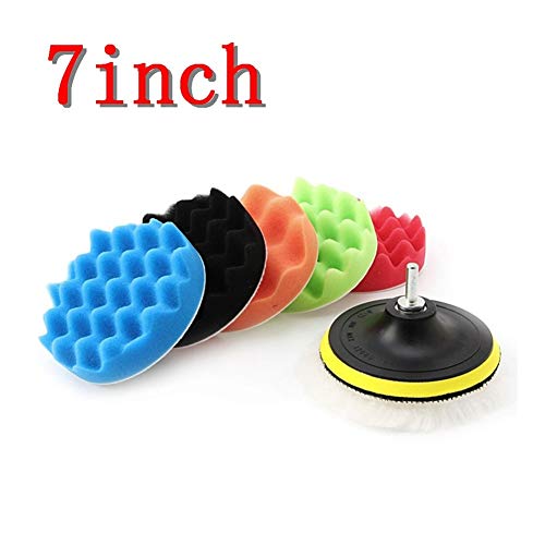 Jinchao-polishing Pads, 8pcs/Set Sponge Polishing Waxing Buffing Pads Kit, 3" 4" 5" 6" 7" for Car Polisher Buffer Drill Adapter Wheel Brush,Polishing (Color : 7INCH)