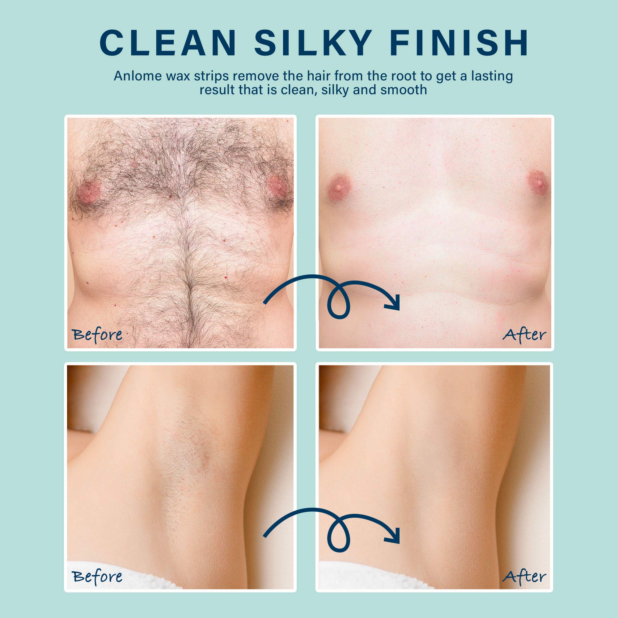 ANLOME Body Wax Strips for Face Legs Underarms Brazilian Bikini Women, Wax Hair Removal with 36 Strips