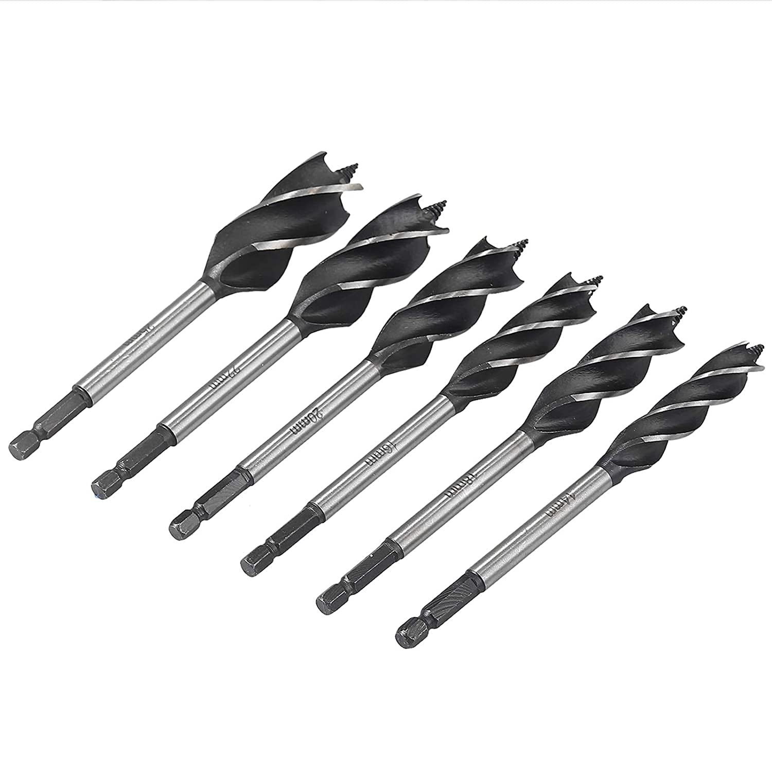 Wood Drill Bit Reaming Drill Wood Auger High-Carbon Steel Fast Cut Woodworking Drill Bit Set 6pcs 14mm, 16mm, 18mm, 20mm, 22mm, 25mm