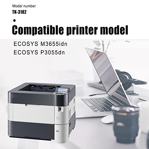 2 Pack Black TK-3182 TK3182 1T02T70US0 Toner Cartridge Replacement for Kyocera ECOSYS M3655idn P3055dn -by Ferruprint