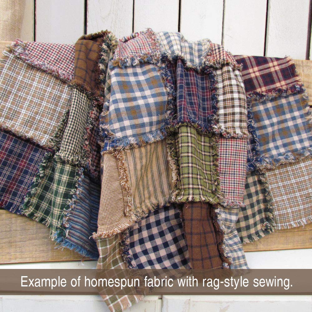 40 Primitive Charm Pack, 6 inch Precut Cotton Homespun Fabric Squares by JCS