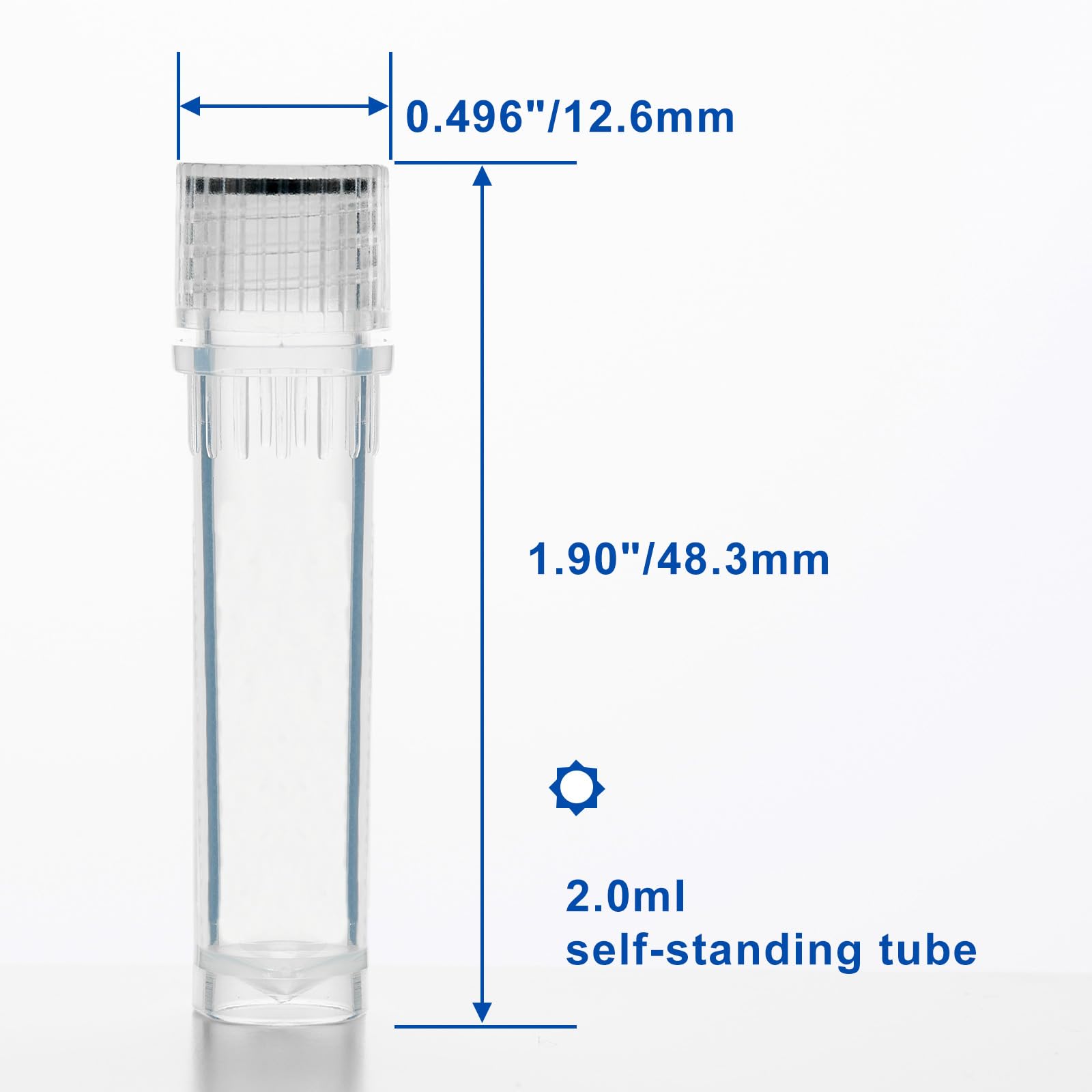 CryoKing Plastic Cryogenic Vials with Lids, Sterile Specimen Collection, Cryovial Storage Vile with Screw Caps, 2.0ml Collection Tubes for Liquid Culture (47.5mm, Self-Standing), Case of 2,000