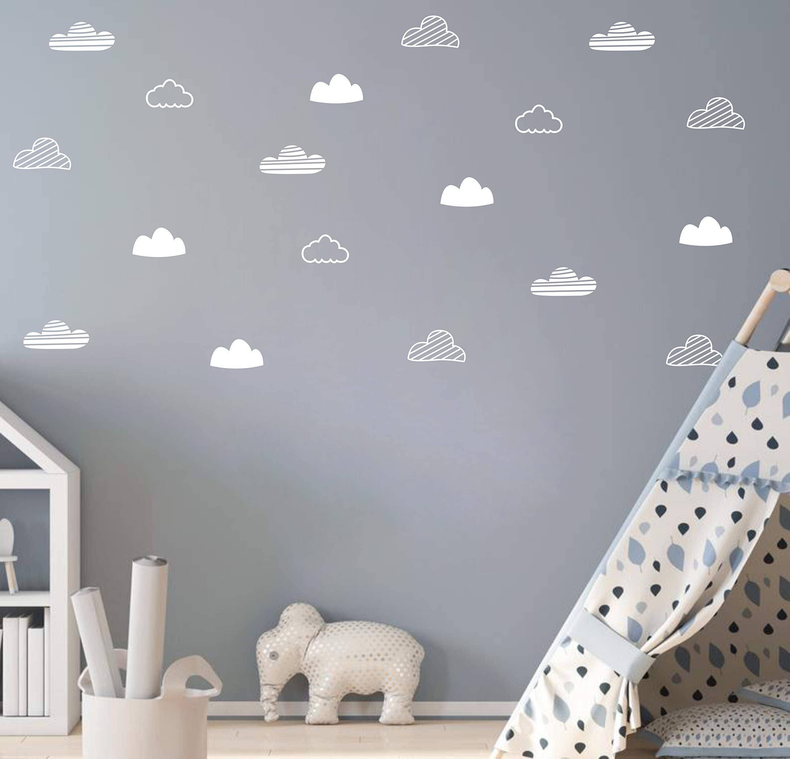 Cloud Wall Decals Wall Decor Kids Room Cloud Wall Stickers Vinyl Decals for Baby Boys Girls Nursery Toddler Room Decor Wall Stickers Nursery A64 (White)