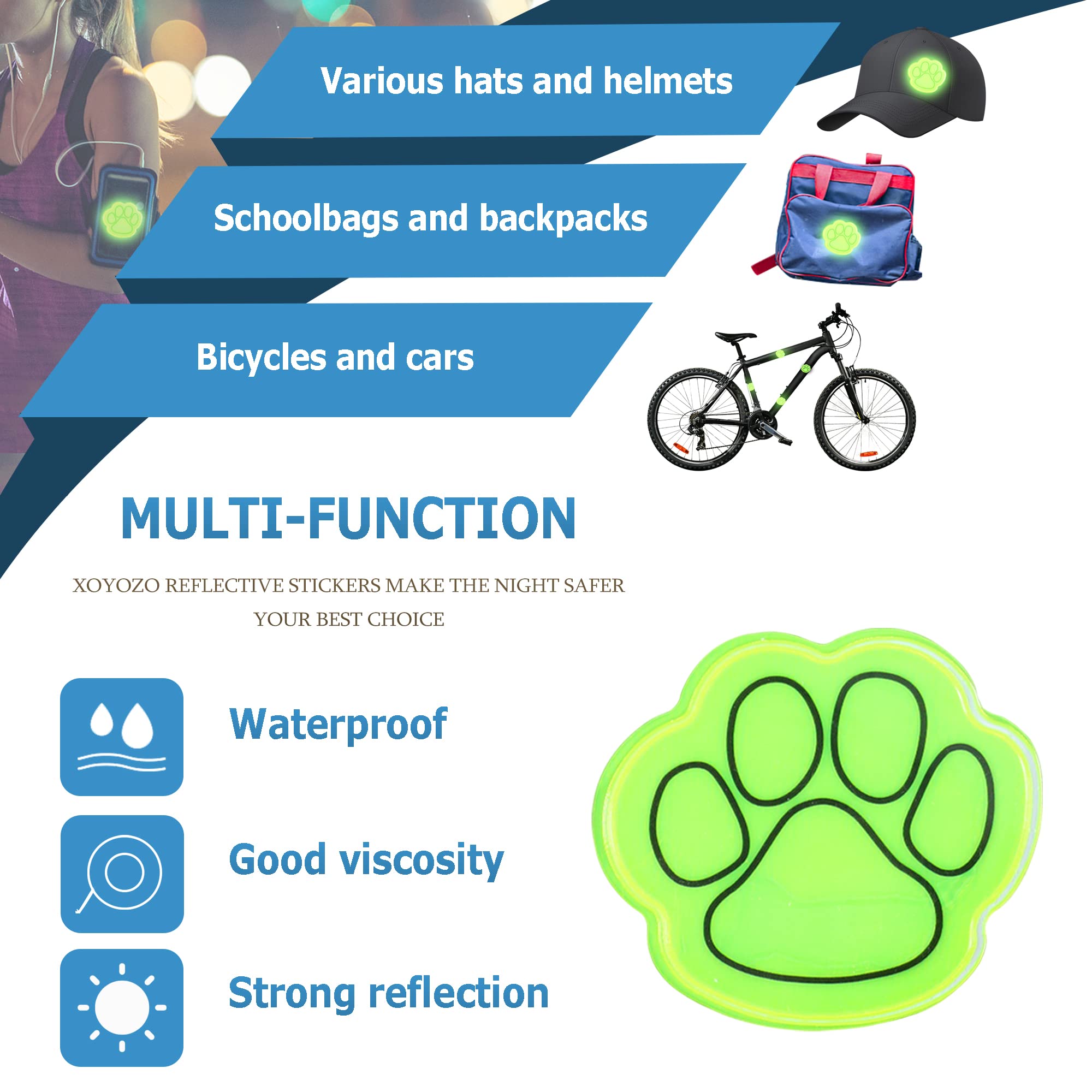 2Pcs Reflective Stickers High-Visibility Reflective Tape Cycling Reflective Stickers Backpack Reflective Stickers Night Safety Sticker Warning Beautification Stickers(Smile)