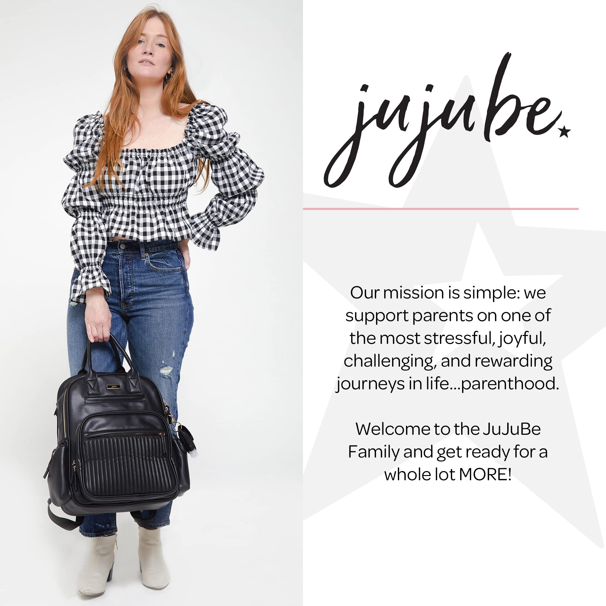 JuJuBe | Million Pockets Vegan Leather Diaper Bag Backpack - Large Travel Backpack for Women | Black Catwalk