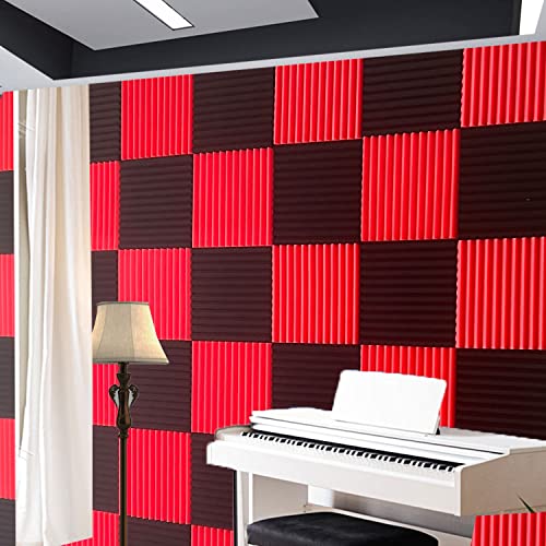 48 Pack Black/red 12 "X 12 "X1" Acoustic Panels Studio Soundproofing Foam