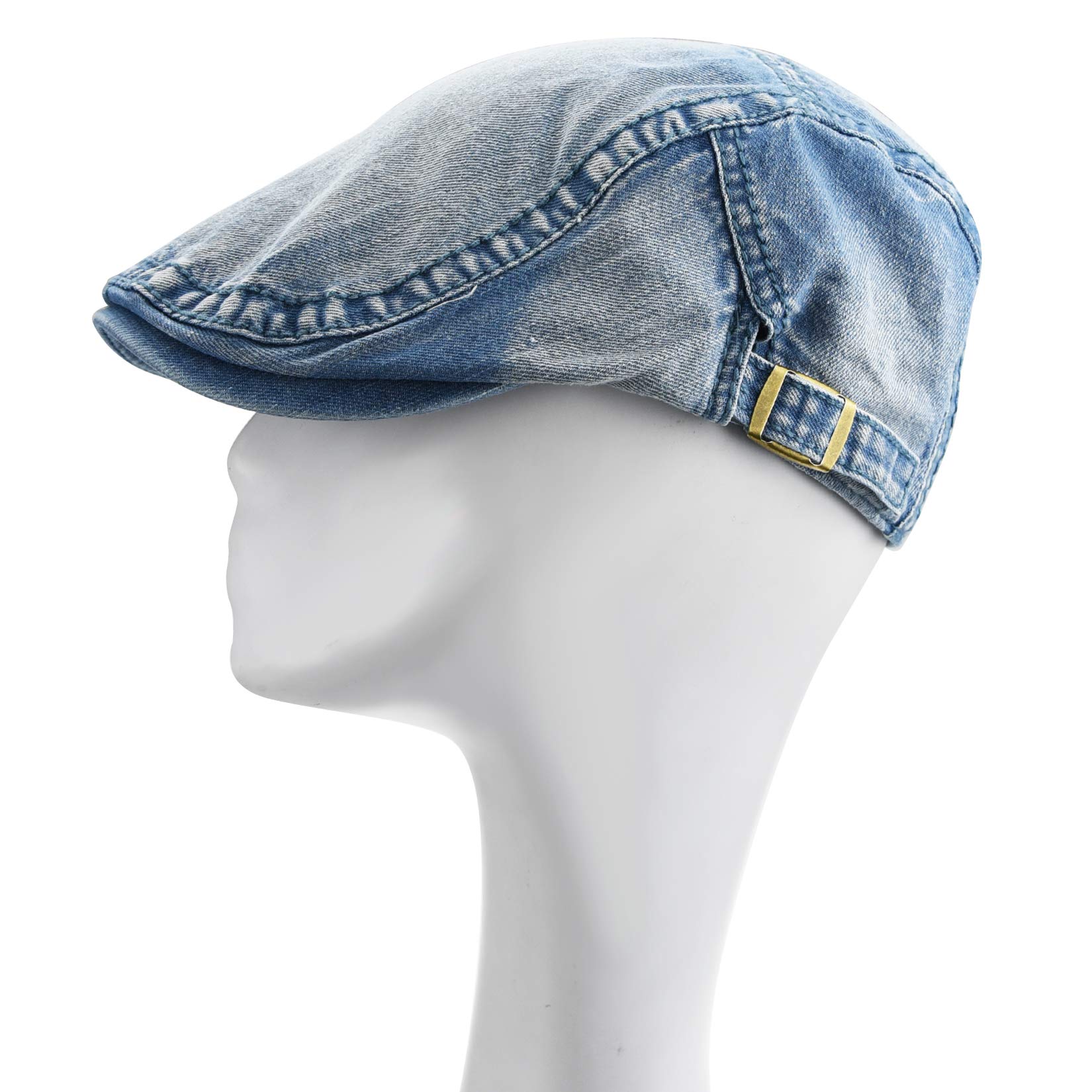 2 Pack Men's Flat Cap Adjustable Ivy Gatsby Newsboy Cabbie Hat for Men Women Blue (Deep Blue, Light Blue)