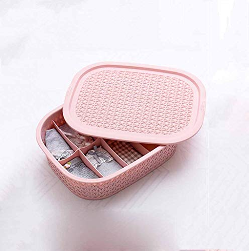 Czlsd Covered Underwear Storage Box Three-Piece Thickened Grid Panties Socks Storage Box Plastic Wardrobe Bra Finishing Box (Color : White)