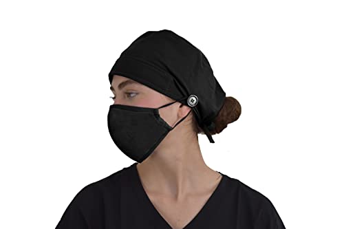 3-Pack Medical Nursing Working Scrub Cap GT Performance Women/Men One Size-Black/Black/Black-ONE Size