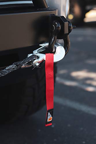Agency 6™ WINCH HOOK PULL STRAP - RED - 1 INCH WIDE - Heavy Duty - Made in the U.S.A. - Lifetime warranty