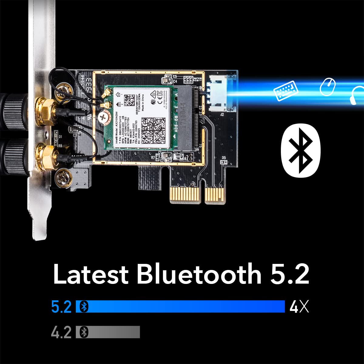 Cudy New AX3000 Wireless WiFi 6 PCIe Card for PC, Bluetooth 5.2, AX200, 3000Mbps WiFi 6 Speed, Bluetooth 5.2/5/4.2/4.0, 802.11ax/ac/a/b/g/n, Windows 11, 10, WE3000 V2