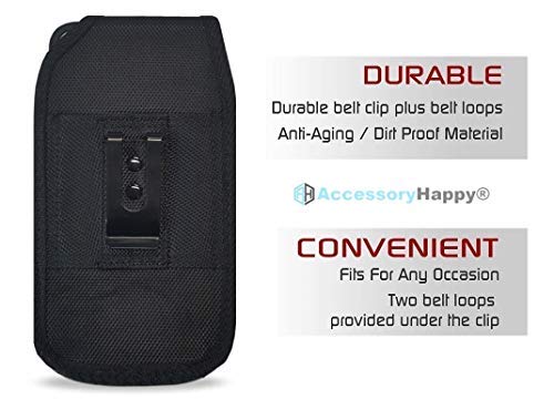 AH Military Grade Cell Phone Carrier Holster Men Cell Phone Belt Holder, for iPhone Holster T Mobile REVVL V, REVVL 6 iPhone 13 Pro Max, 14 Max S20 Plus Nylon Holster Fits Cell Phone w/ Otterbox