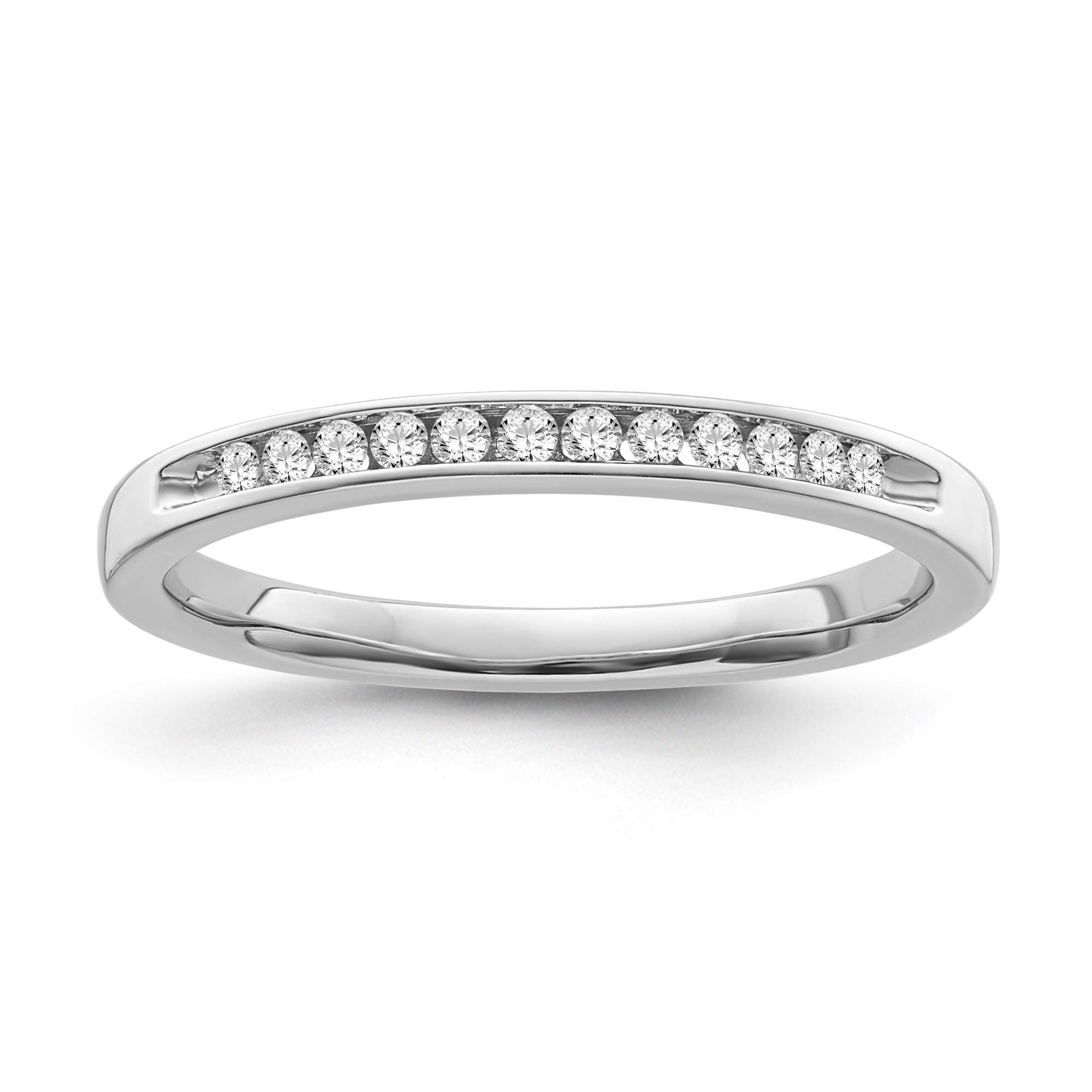 10K White Gold Diamond Band Ring (1/10 cttw, I-J Color, I2 Clarity), Size 7