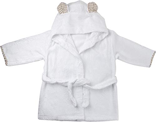 Channing & Yates Premium Boutique Toddler Robe - Organic Hooded Bathrobe Towel - Soft Towel Robe - Toddler Bath Essentials (White)