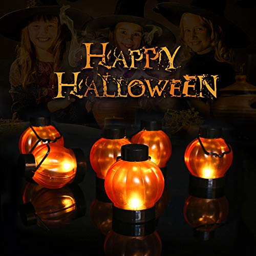 IMAGE Flickering Pumpkin Lantern Tea Lights 12 Pack Flickering LED Pumpkin Lights with Battery Operated Flameless Pumpkin Tealight Candles for Halloween, Christmas, Thanksgiving and Theme Parties