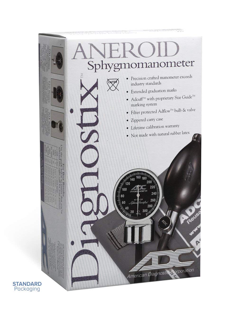 ADC Diagnostix 700 Premium Professional Pocket Aneroid Sphygmomanometer with Adcuff Nylon Blood Pressure Cuff, Adult, Black