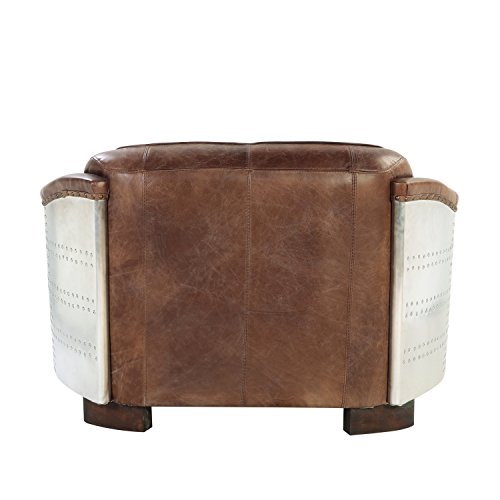 ACME FURNITURE Brancaster Retro Brown Top Grain Leather and Aluminum Loveseat