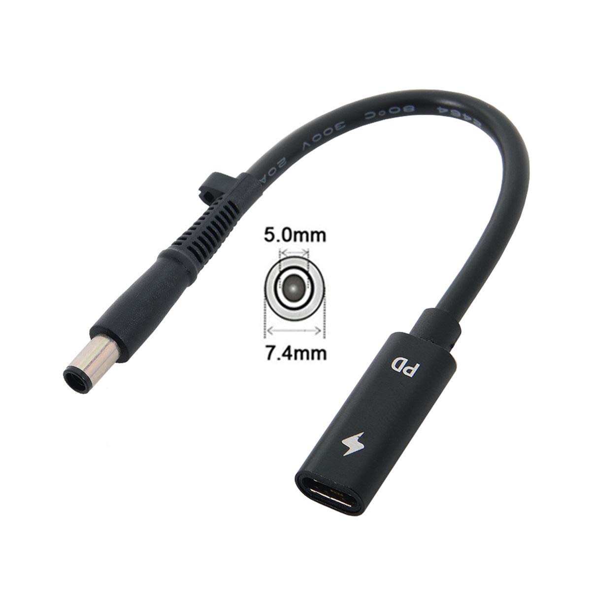 JSER Type C USB-C Female Input to DC Power PD Charge Cable fit for Laptop 18-20V (7.4x5.0mm)…