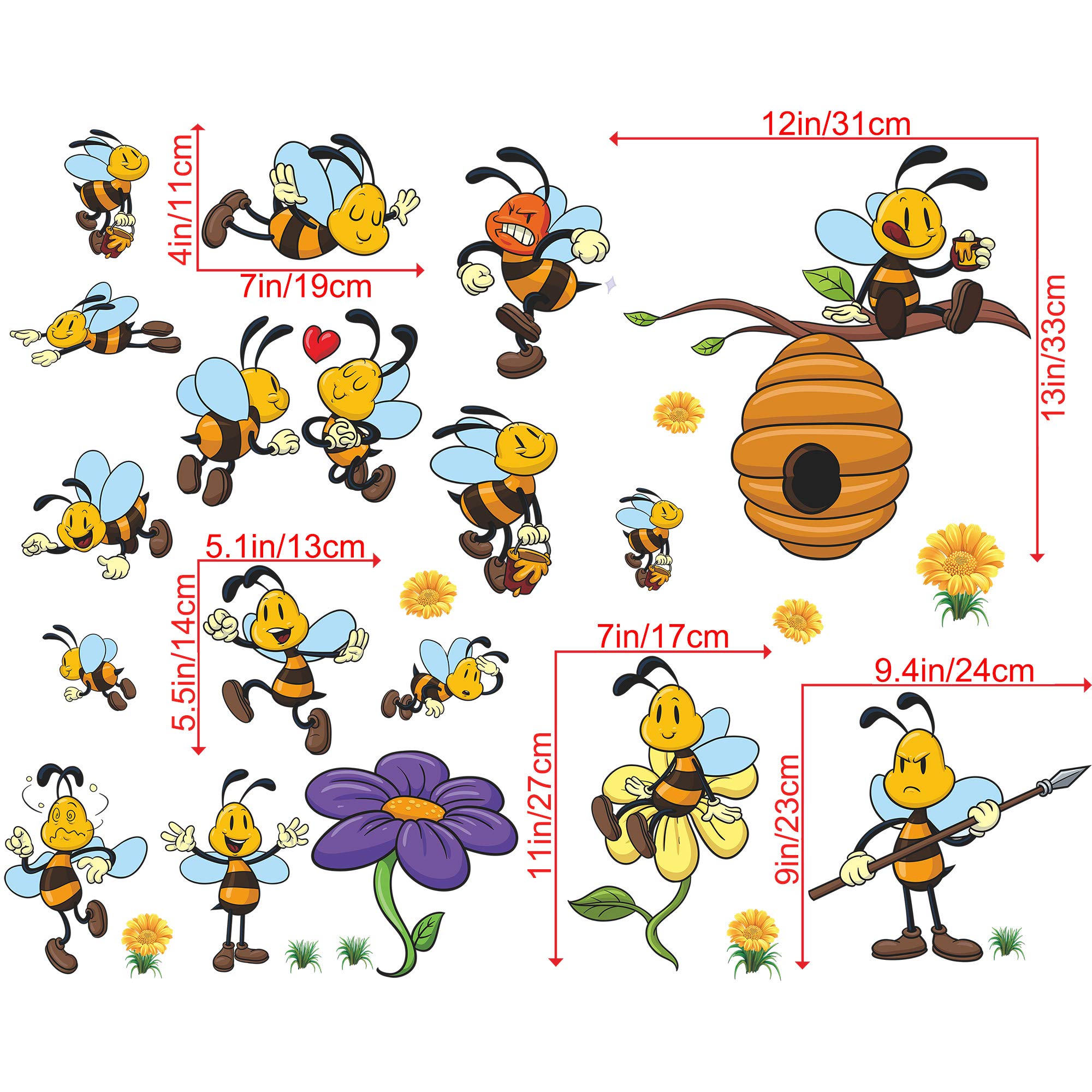 Amaonm Ceative Smile Sun with Bee Honeyco Tree Wall Decals Removable DIY Home Wall Art Decor PVC Peel and Stick Wall Stickers Murals for Kids Bedroom Playroom Girls Boys Nursery Rooms Living Room