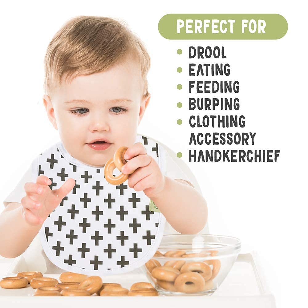 KeaBabies 5-Pack Muslin Baby Burp Cloths and 8-Pack Baby Bibs for Boys & Girls - Machine Washable Newborn Cloth Bib