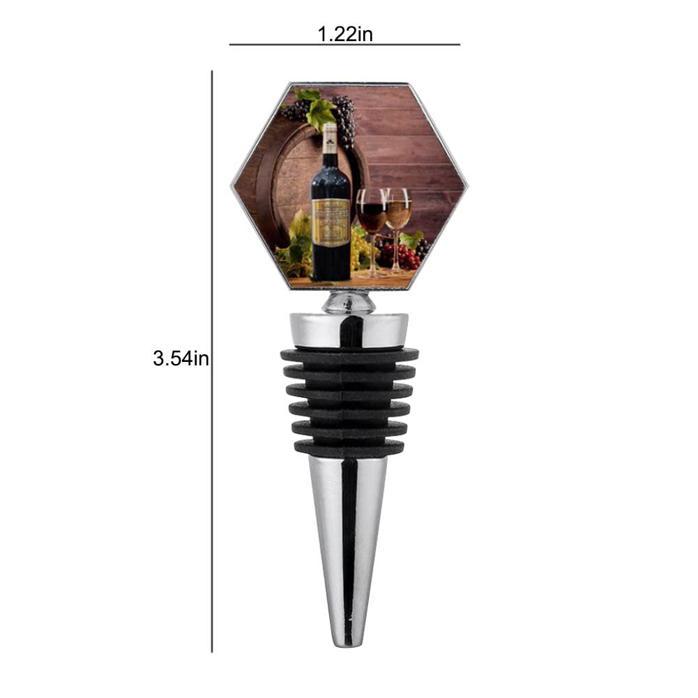 2 Pack Sublimation Blank Wine Bottle Stoppers, Reusable Wine Stoppers Aluminum Heat Transfer Red Wine Stoppers DIY Blank Wine Accessories for Gift, Bar, Party, Wedding(Hexagon)