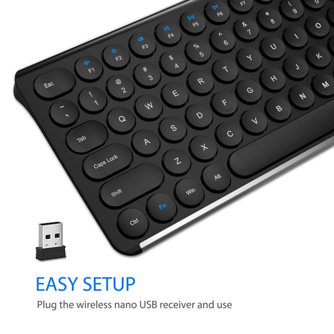 Arteck 2.4G Wireless Keyboard Stainless Steel Ultra Slim Full Size Keyboard with Numeric Keypad for Computer/Desktop/PC/Laptop/Surface/Smart TV and Windows 10/8/ 7 Built in Rechargeable Battery