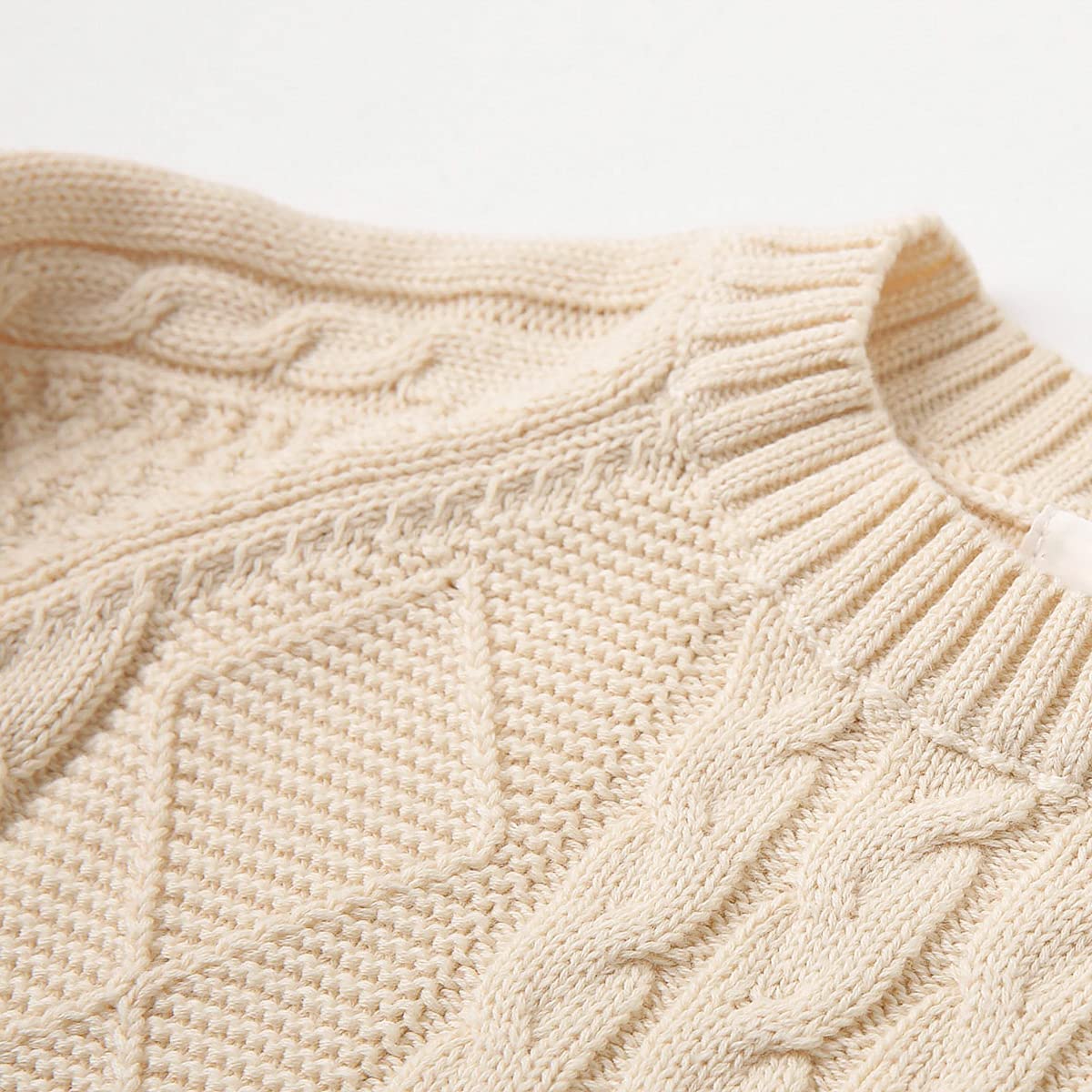 Curipeer Baby Boys Cable Knit Sweater Long Sleeve Solid Pullover Toddler Crew Neck Twist Sweaters A-Apricot