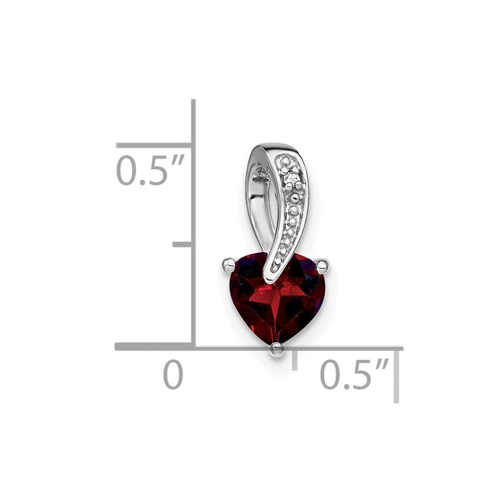14k White Gold Garnet and Diamond Heart Pendant GLD-AZ-PM7009-GA-001-WA
