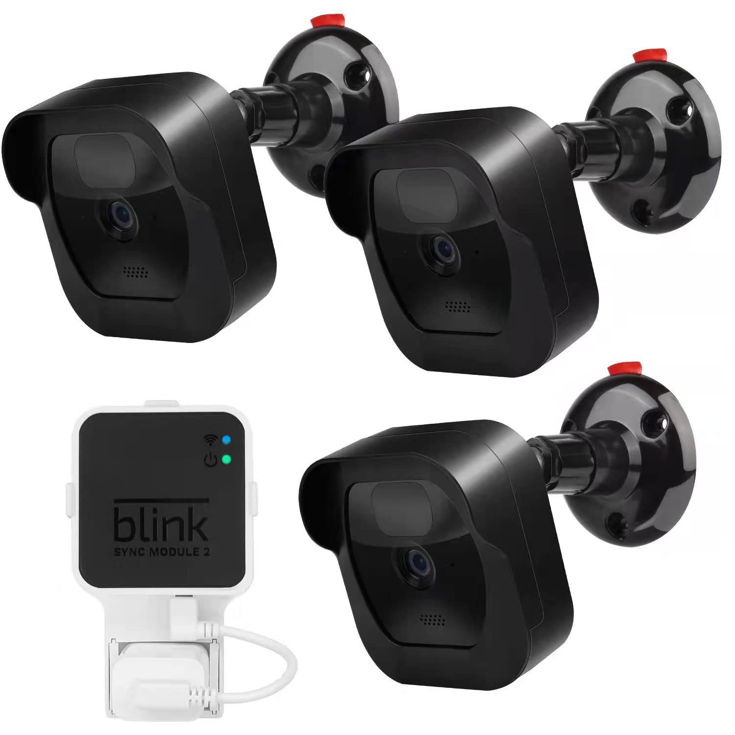 3PACK Housing Mount for Blink Outdoor (3rd Gen) XT3, Weatherproof Cover and 360° Adjustable Screwless Mounting Bracket with Blink Sync Module 2 Outlet Mount, 2 Ways Installation Without Drilling