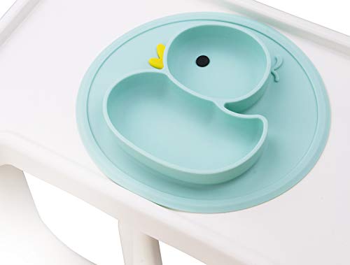 Baby Divided Plate Silicone 2 Set- Portable Non Slip Child Feeding Plate for Children Babies and Kids BPA Free Baby Dinner Plate Microwave Dishwasher Safe