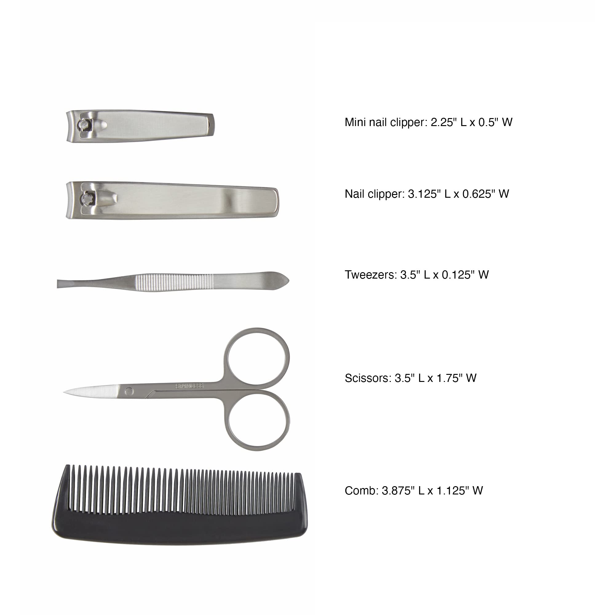 Conair Men's Grooming Kit, Grooming Kit for Men with 7-Pieces in Leather, Zippered Case
