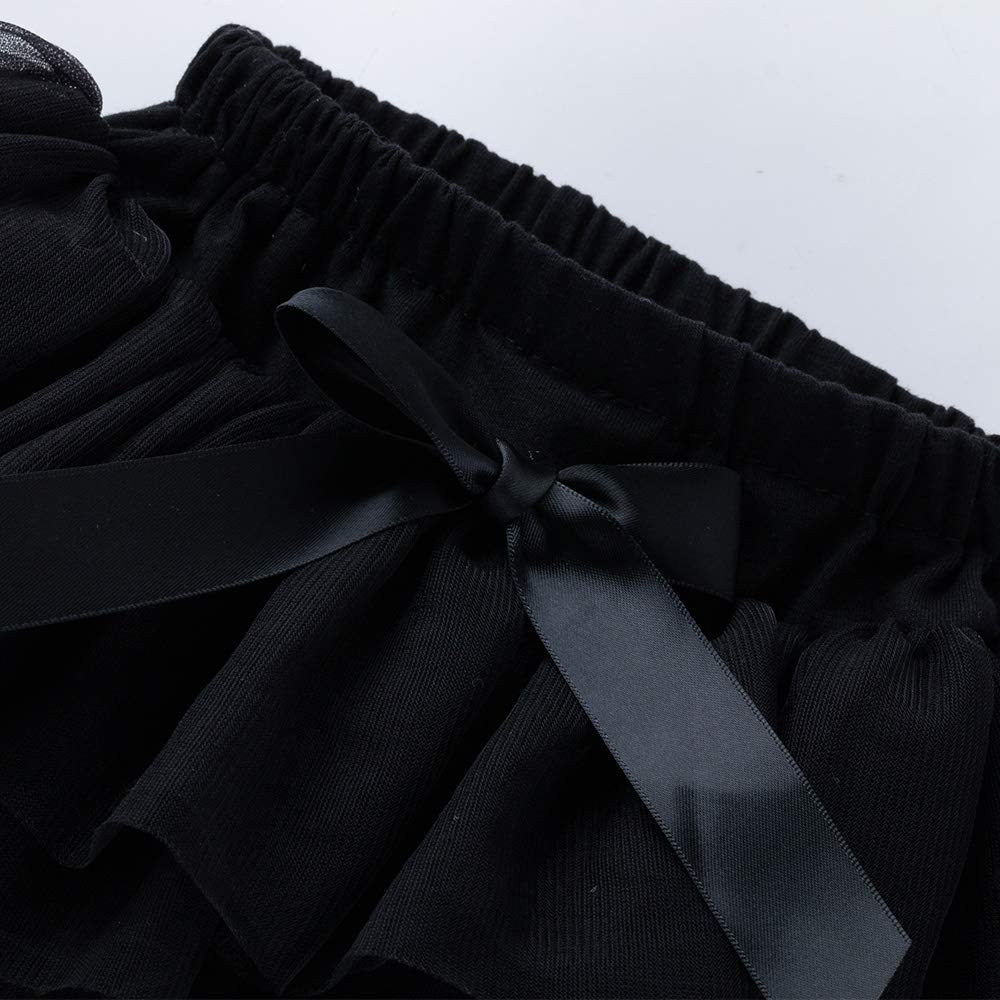 Anbaby Baby Girls Soft Tutu Skirt Toddler Ruffled Pants Diaper Cover Black 0-3M